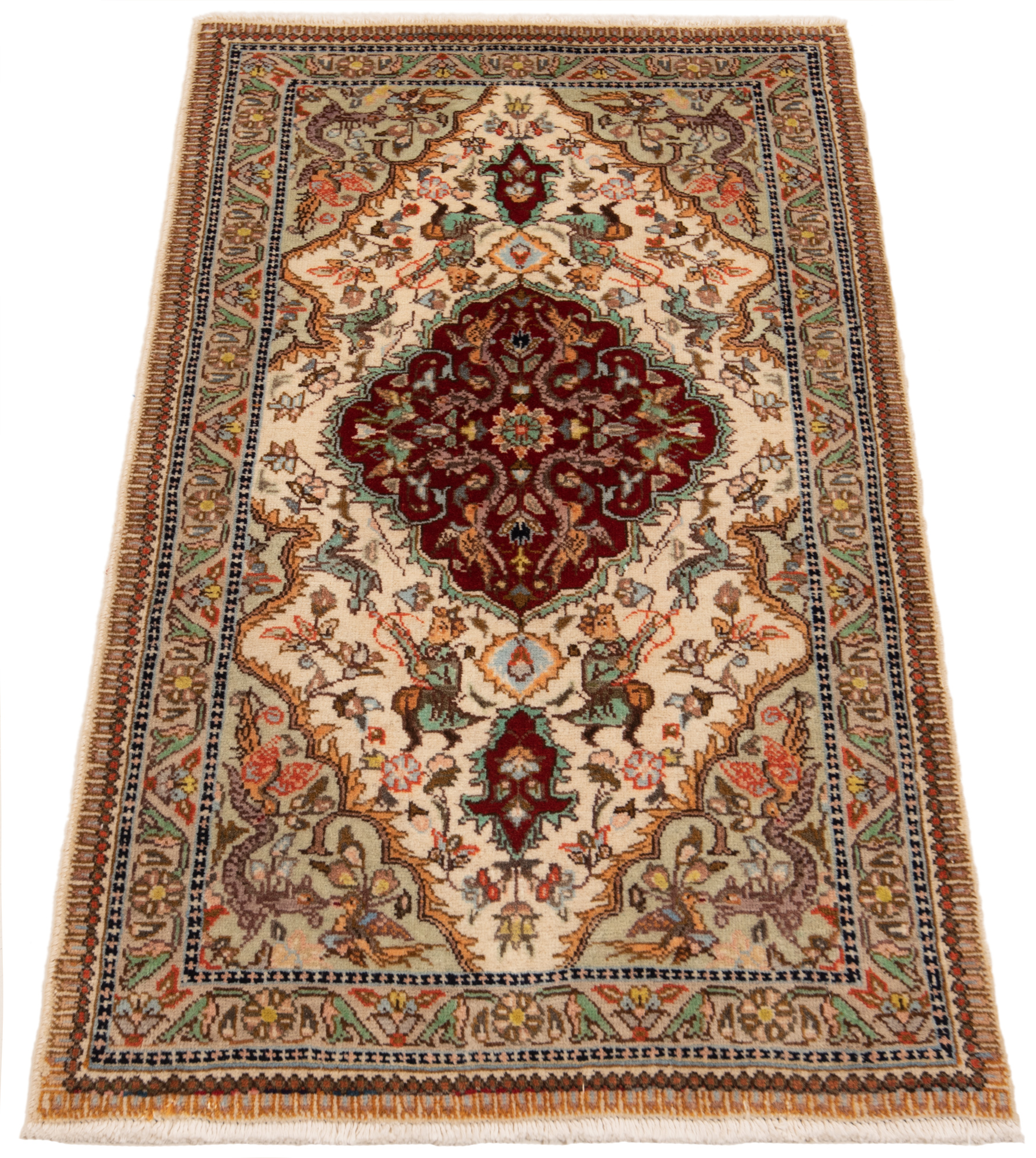 Tabriz Tabatabai Persian Rug Beige-Cream 108 x 65 cm
