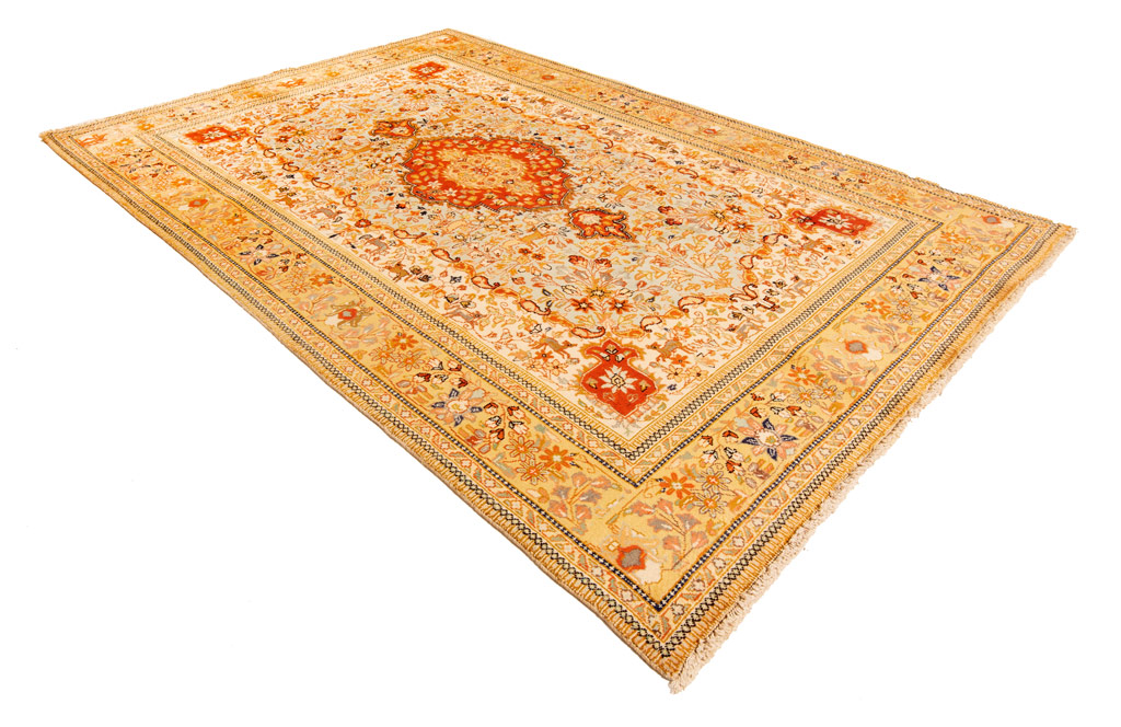 Tabriz Tabatabai Persian Rug Yellow 290 x 190 cm