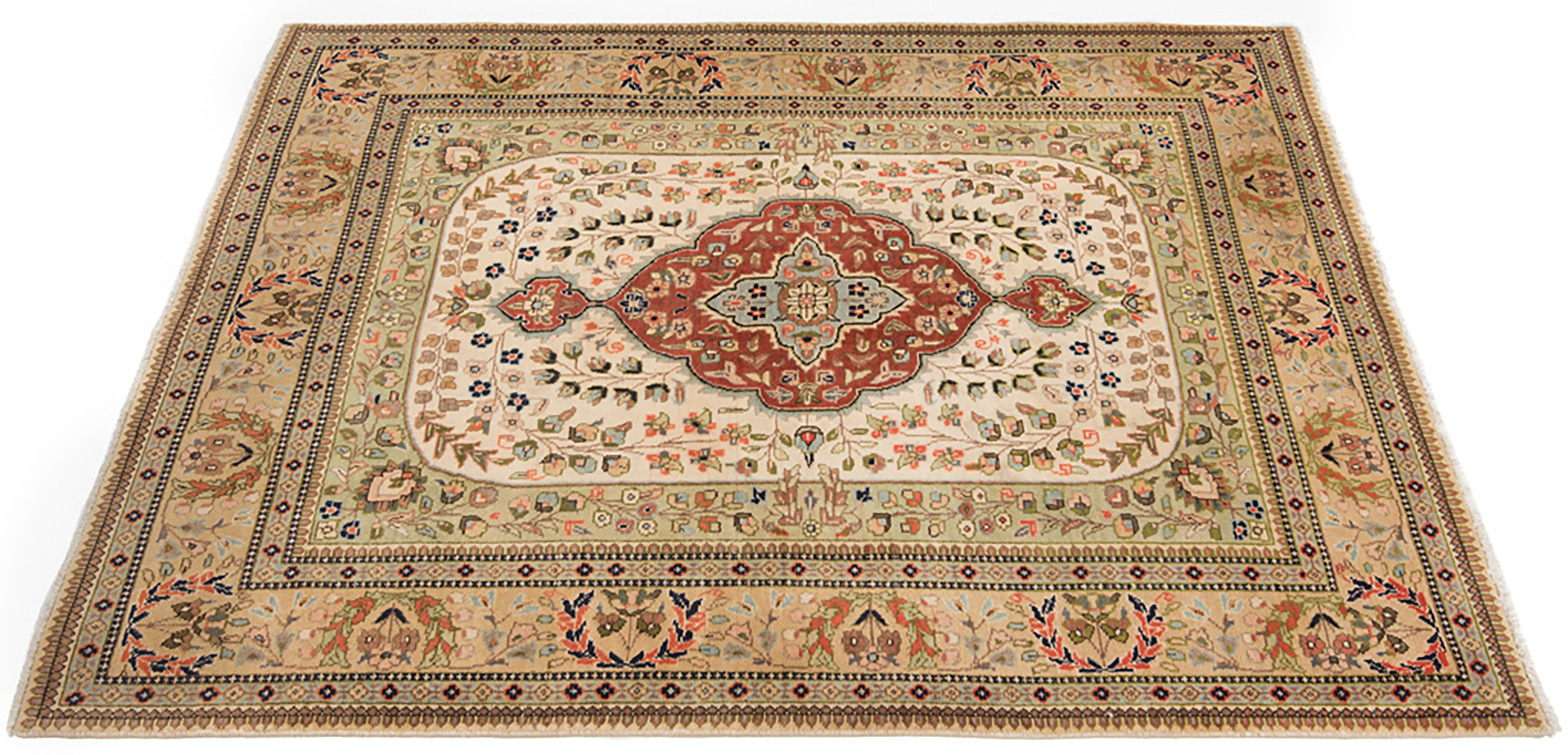 Tabriz Tabatabai Persian Rug Green 198 x 139 cm