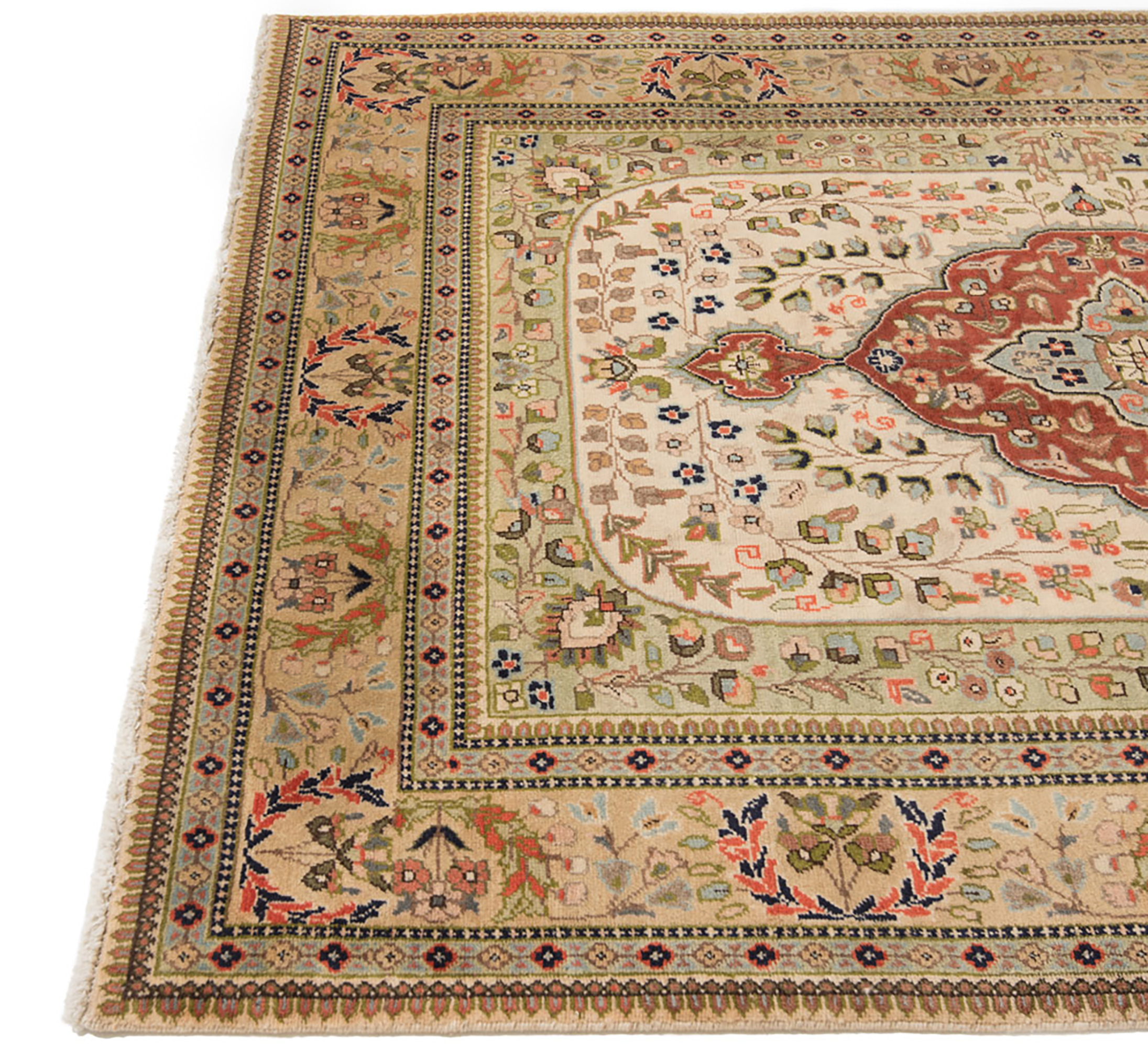 Tabriz Tabatabai Persian Rug Green 198 x 139 cm