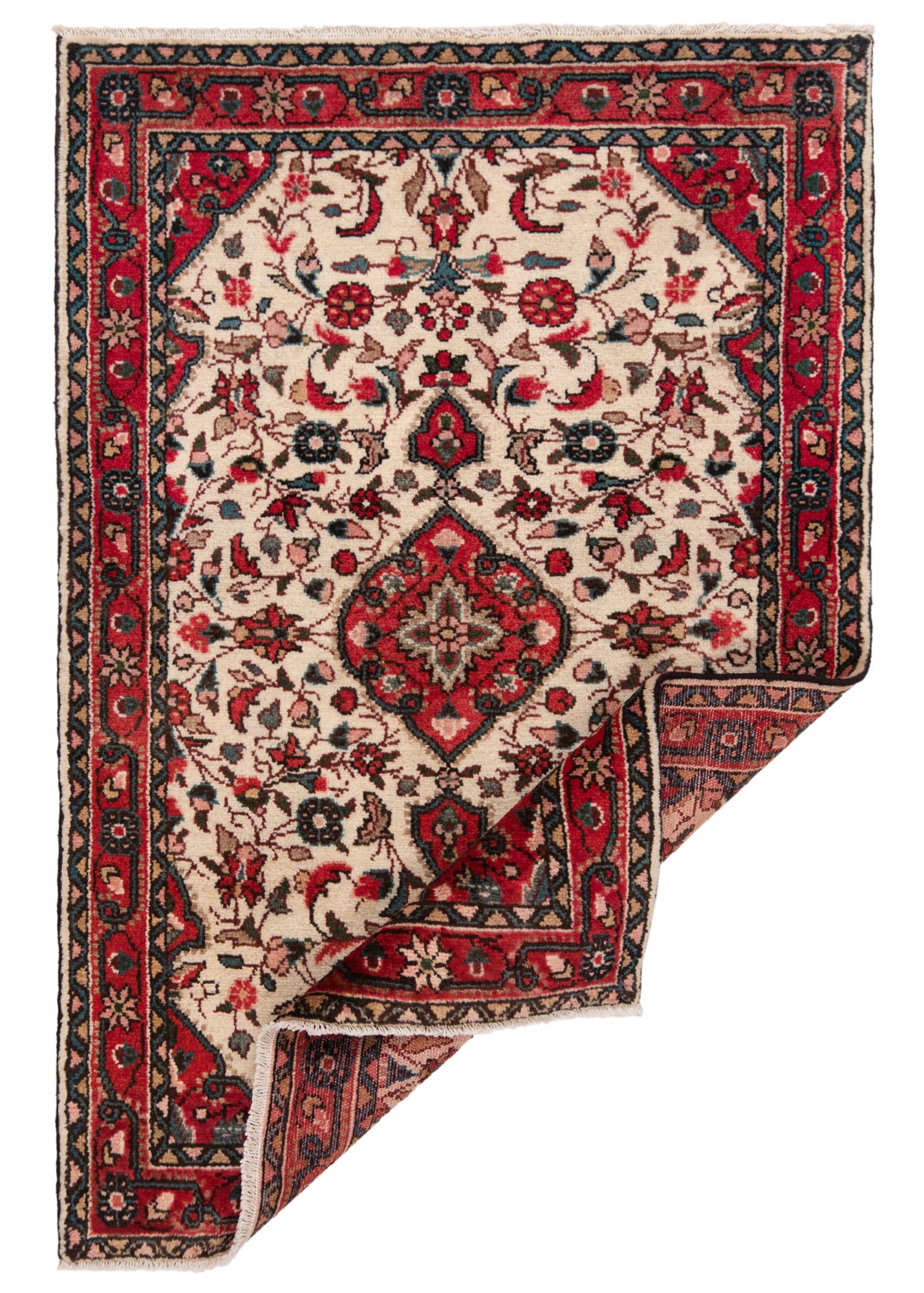 Hamedan Perserteppich Beige-Creme 122 x 80 cm