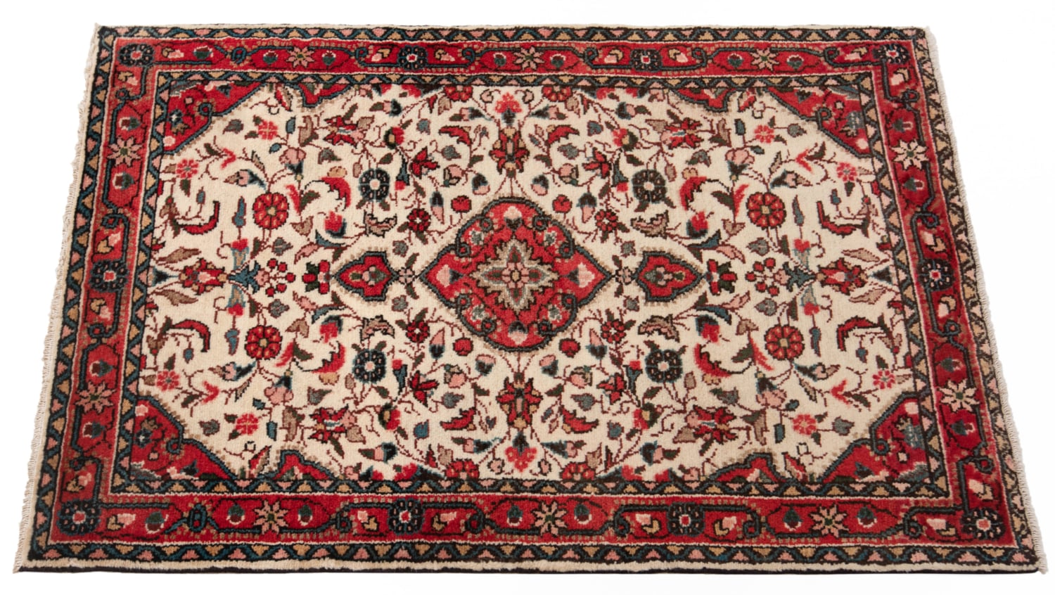 Hamedan Perserteppich Beige-Creme 122 x 80 cm