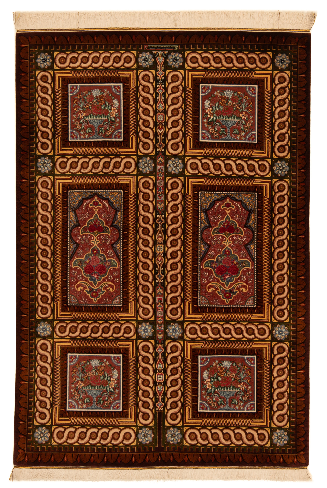 Qom Silk Persian Rug Yellow 148 x 102 cm