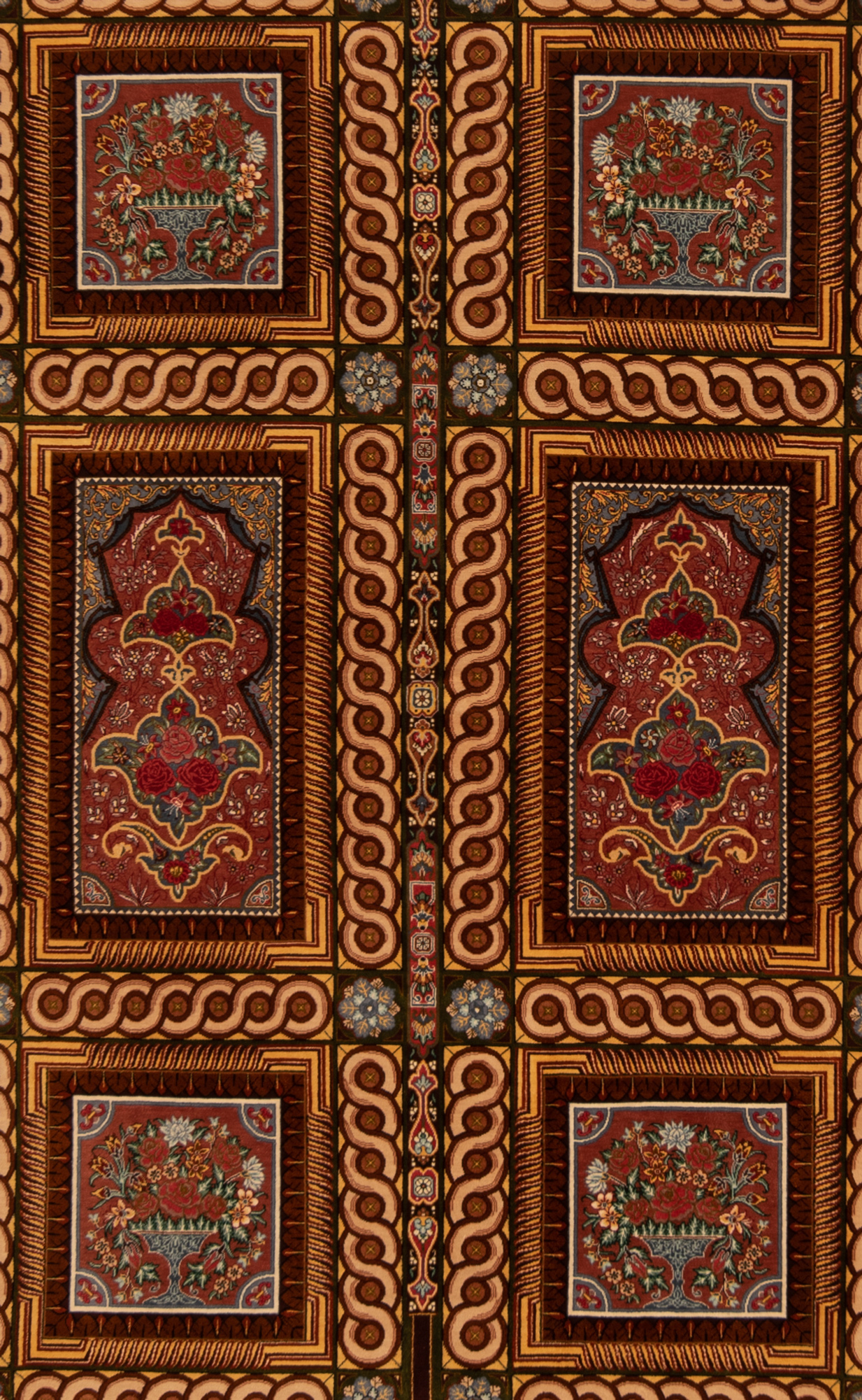 Qom Silk Persian Rug Yellow 148 x 102 cm