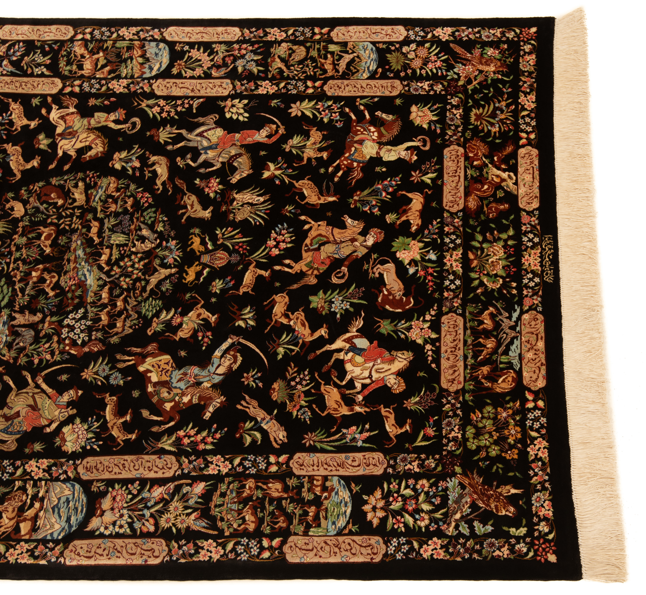 Qom Silk Sadeghzadeh Persian Rug Black 197 x 130 cm