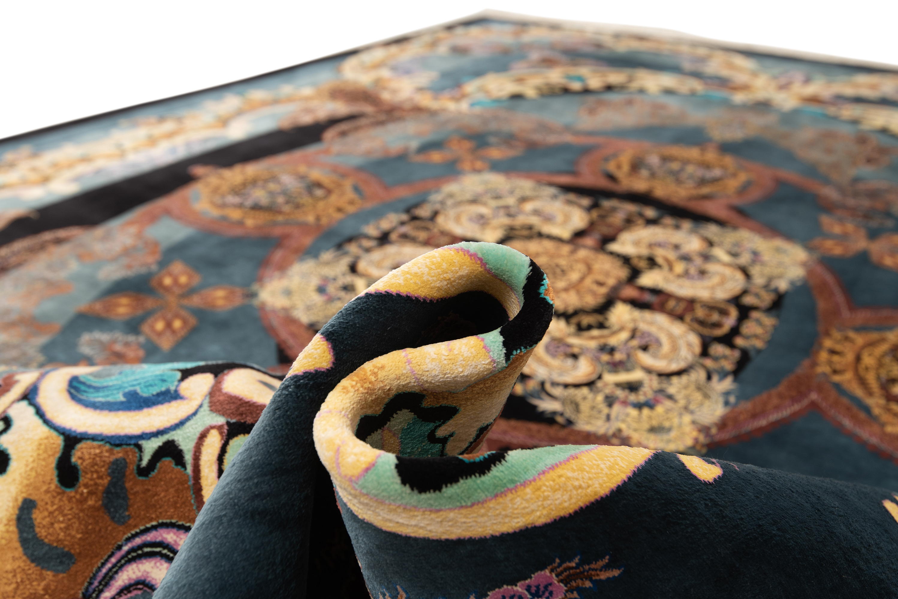 Qom Pure Silk Persian Rug Gray 298 x 194 cm